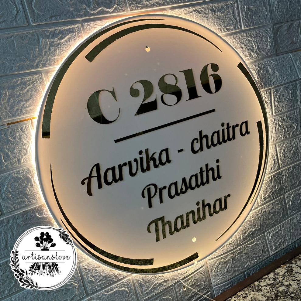 White round LED name plate – Artisans Love